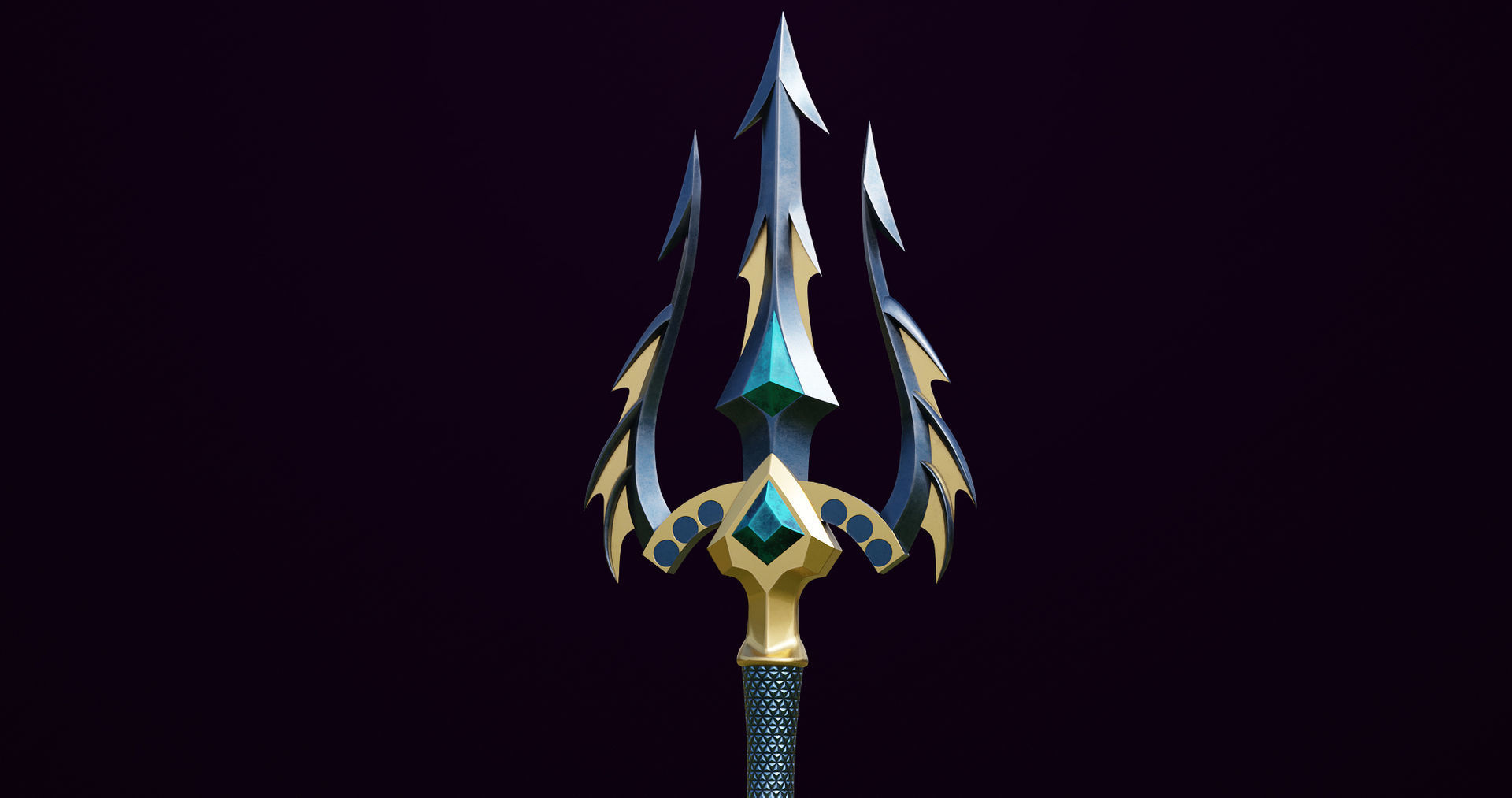 3D model Fantasy Trident 01 All PBR Unity UE Textures Included VR / AR ...
