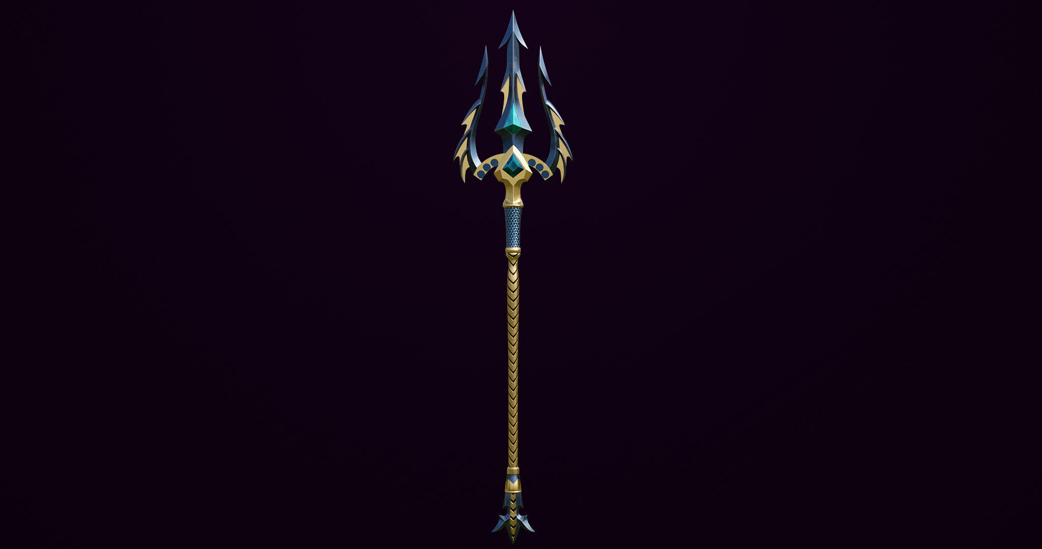 3D model Fantasy Trident 01 All PBR Unity UE Textures Included VR / AR ...