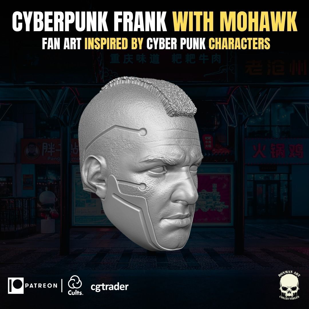 Cyber Punk Mohak Frank head For Action Figures 3D model 3D printable ...
