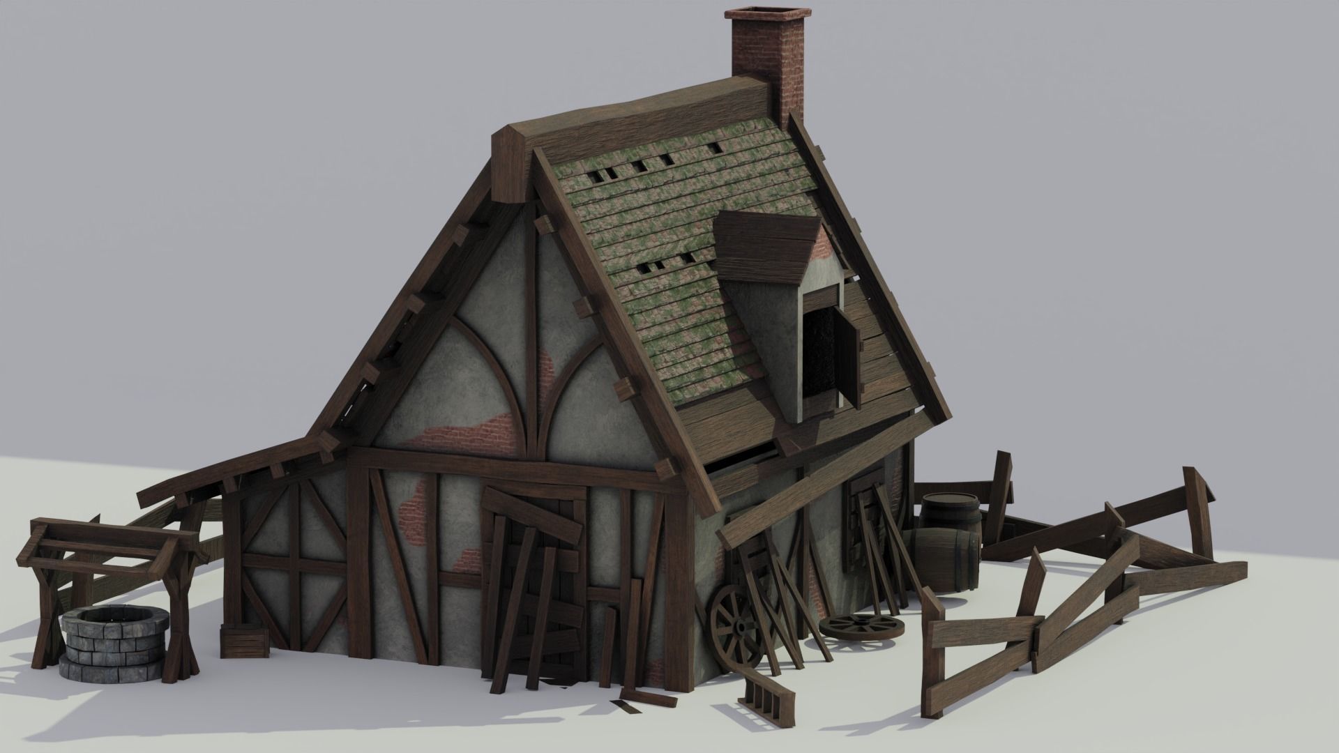 Broken Medieval House 3D model | CGTrader