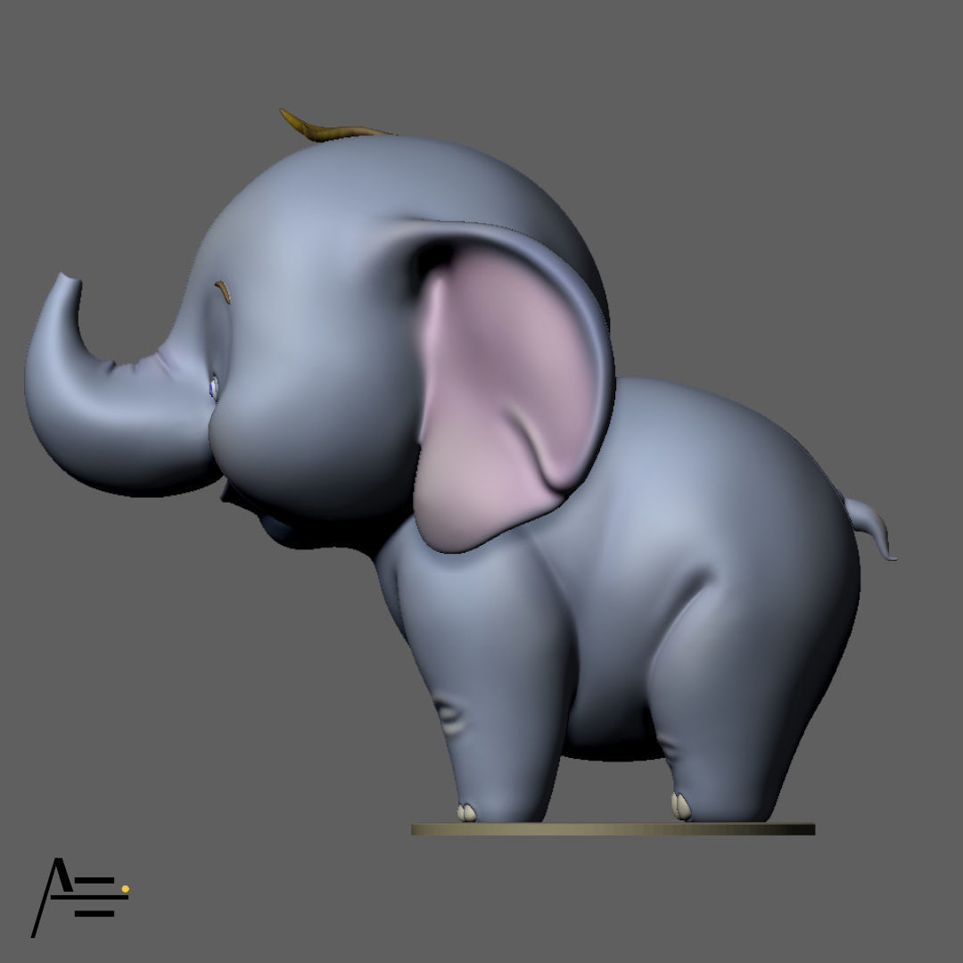 elepant cartoon 3D model 3D printable | CGTrader