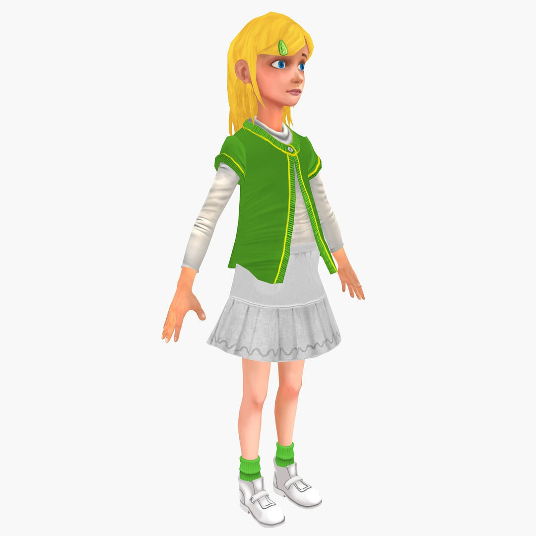 3D model Cartoon Girl green VR / AR / low-poly | CGTrader