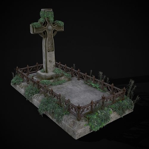 3D model Moss Stone Surface Burial Vault VR / AR / low-poly | CGTrader