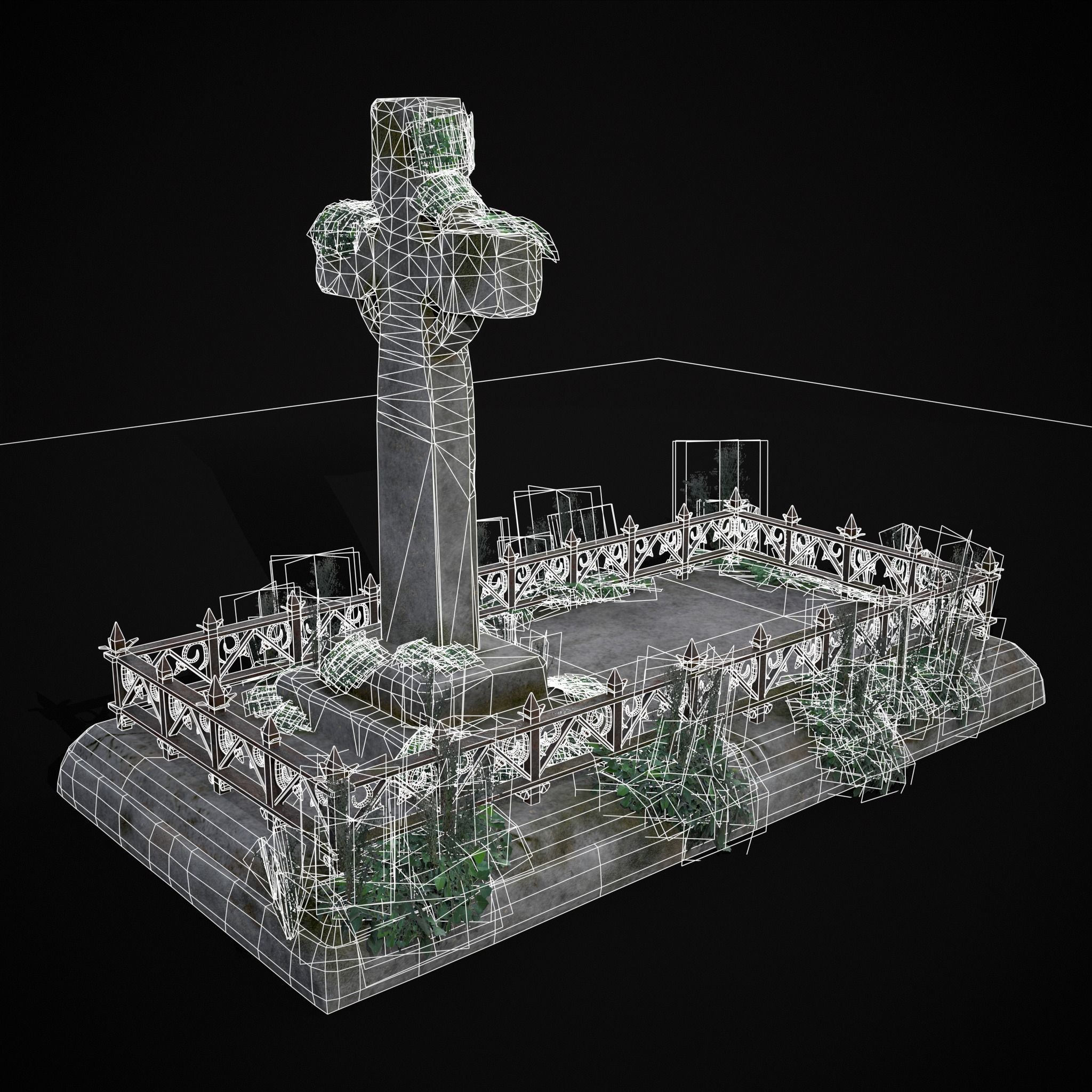 3D model Moss Stone Surface Burial Vault VR / AR / low-poly | CGTrader