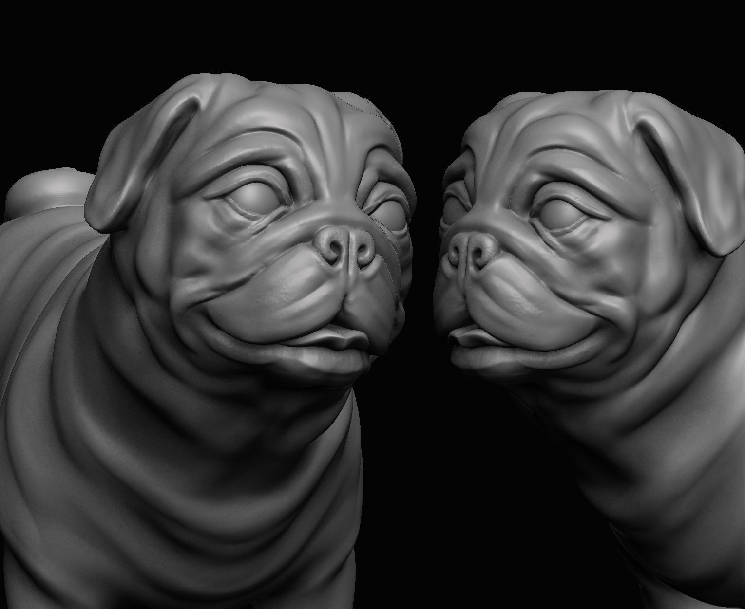 PUG Statue 3D model 3D printable | CGTrader