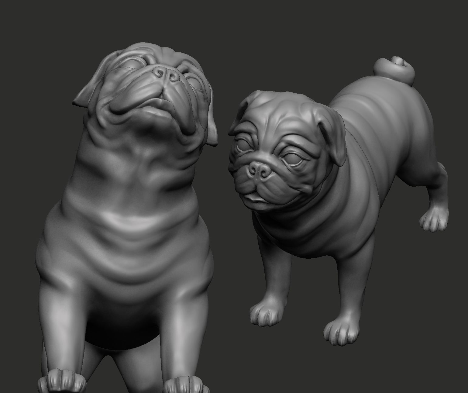 PUG Statue 3D model 3D printable | CGTrader