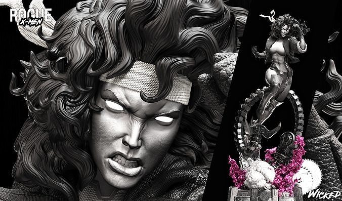 Wicked Marvel Rogue Sculpture Tested and ready for 3d printing 3D model ...
