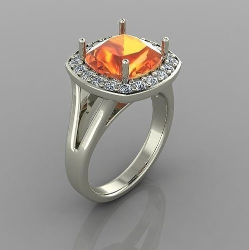 Women Ring With Sapphire 3D model 3D printable | CGTrader