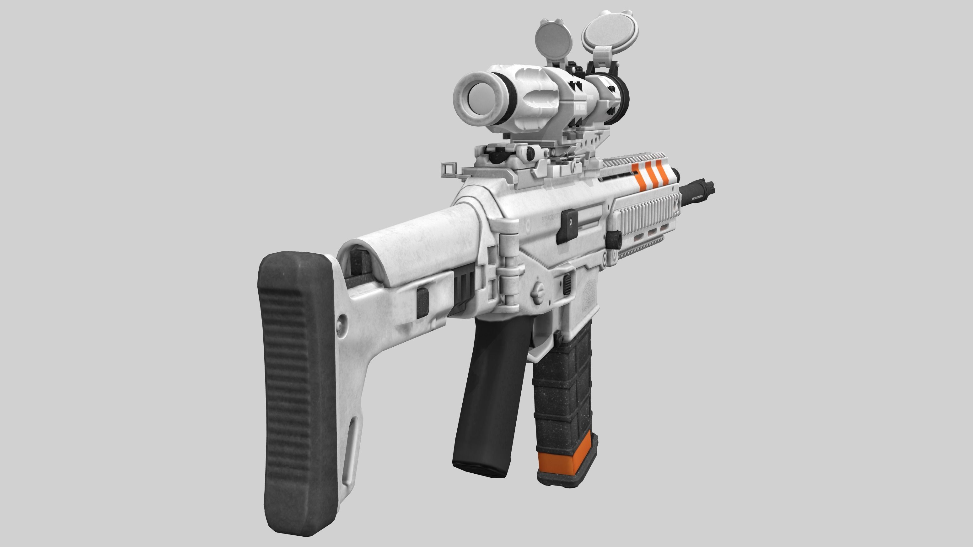 3D model Cyberpunk Futuristic White Riffle Machine Gun VR / AR / low ...
