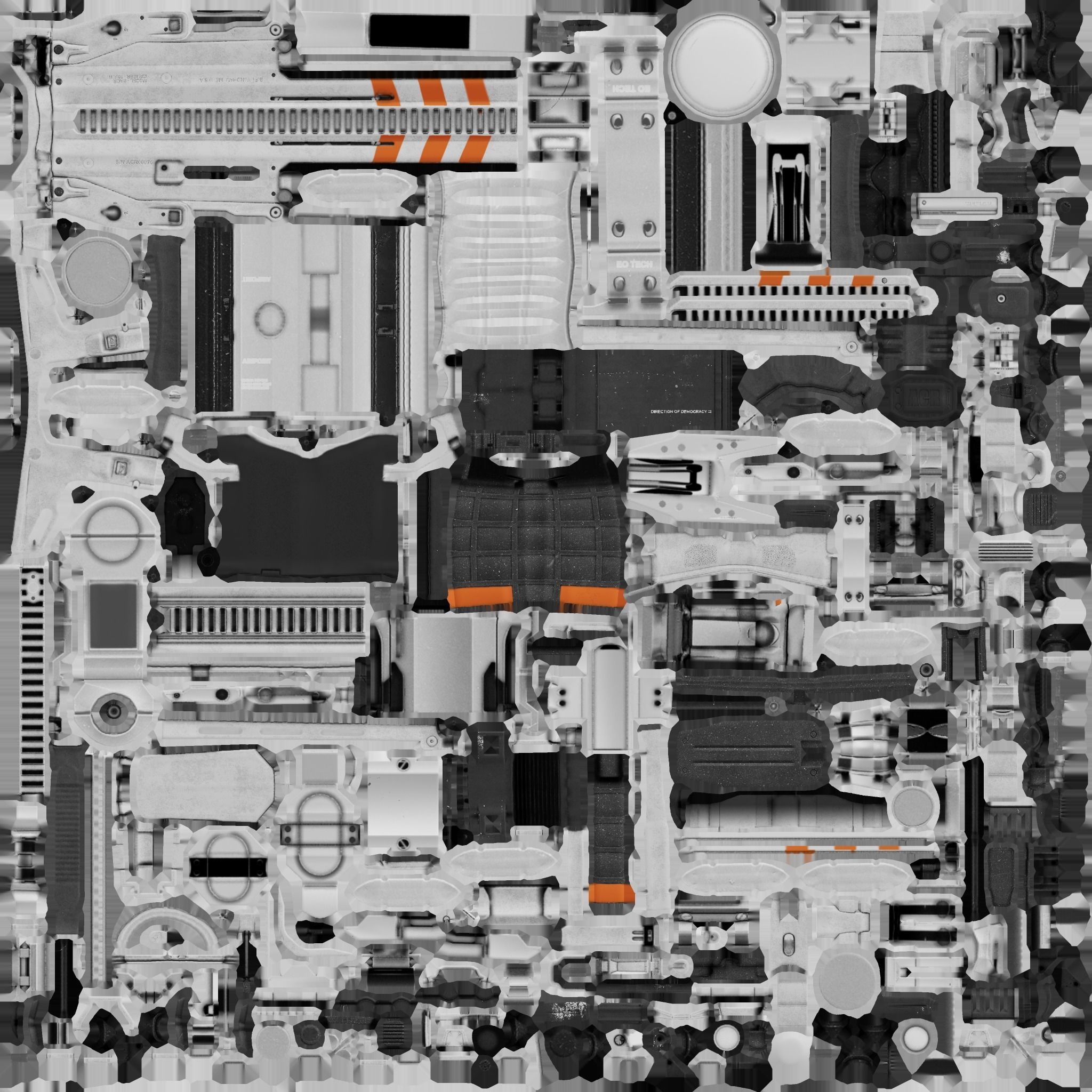 3D model Cyberpunk Futuristic White Riffle Machine Gun VR / AR / low ...