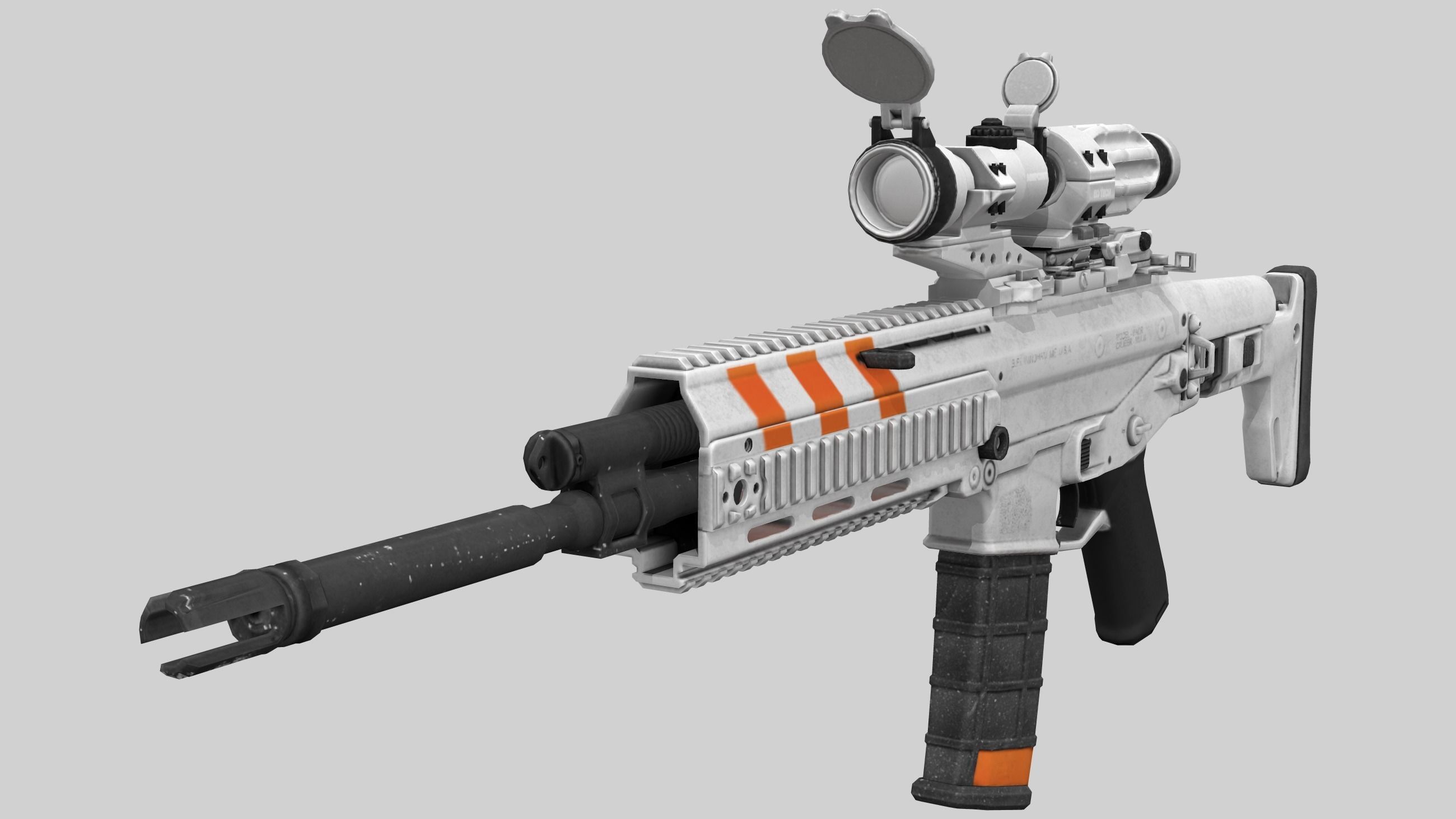 3D model Cyberpunk Futuristic White Riffle Machine Gun VR / AR / low ...