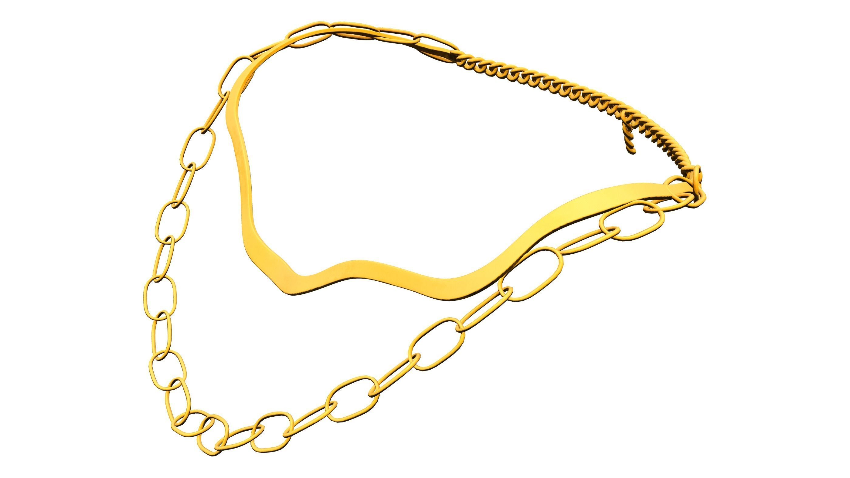 3D model Red Gold Chains Female Necklace VR / AR / low-poly | CGTrader