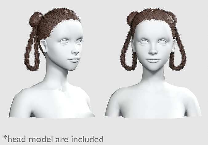3D model Bun Braids Hairstyle V10015 VR / AR / low-poly | CGTrader