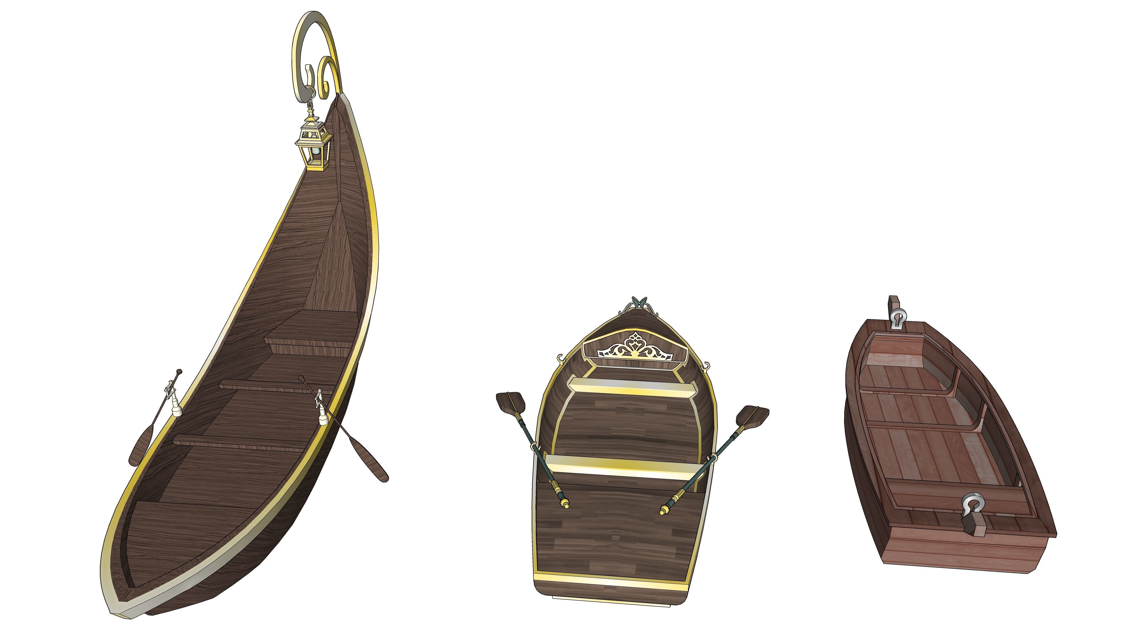 Fantasy lowpoly 3 Boats 3D model | CGTrader
