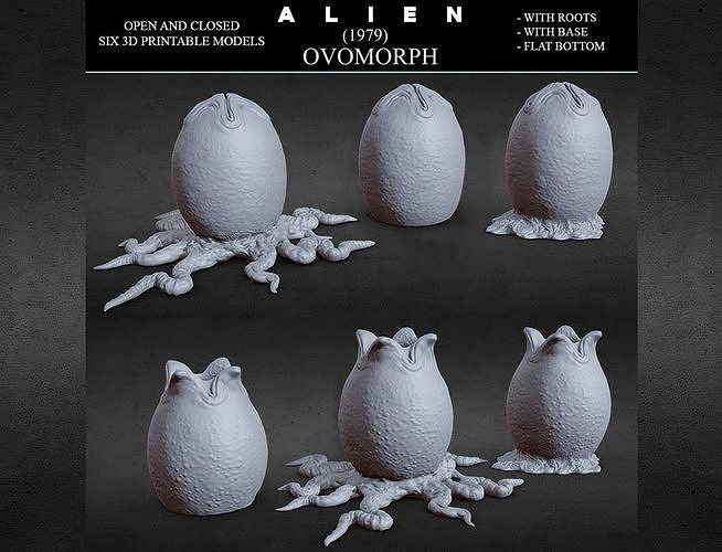 3D PRINTABLE OPEN AND CLOSED ALIEN EGGS SIX PACK 3D model 3D printable ...