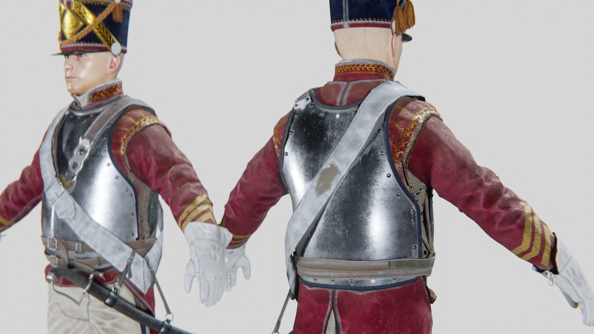 3D model Soldier Napoleon Cavalry Cuirassier Rigged VR / AR / low-poly ...