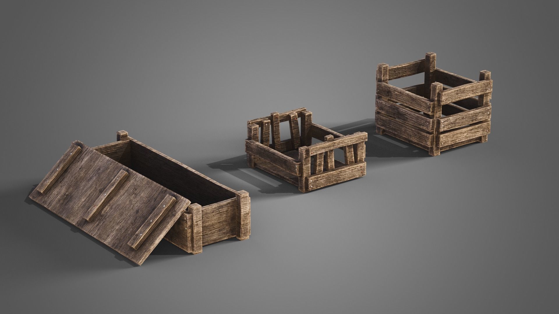 3D model Medieval wooden boxes VR / AR / low-poly | CGTrader