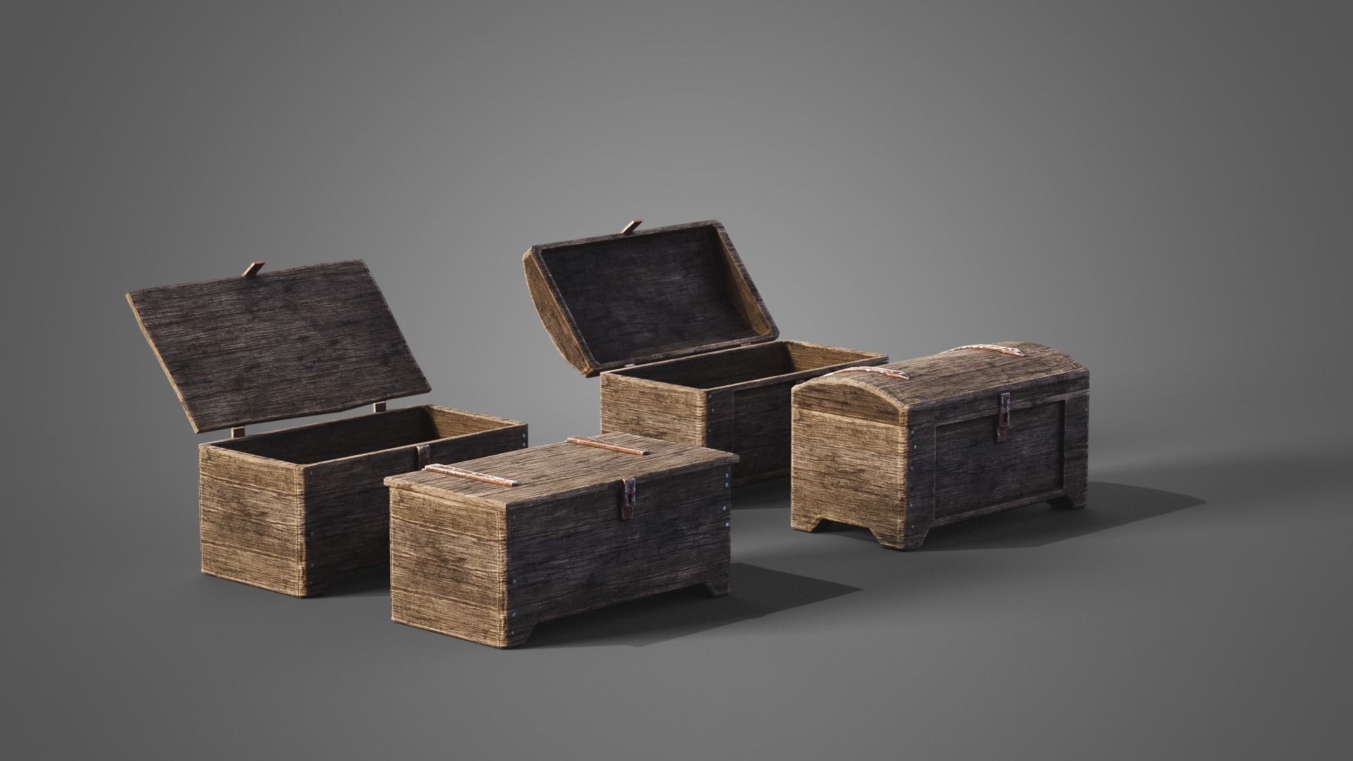 3D model Medieval wooden chests VR / AR / low-poly | CGTrader