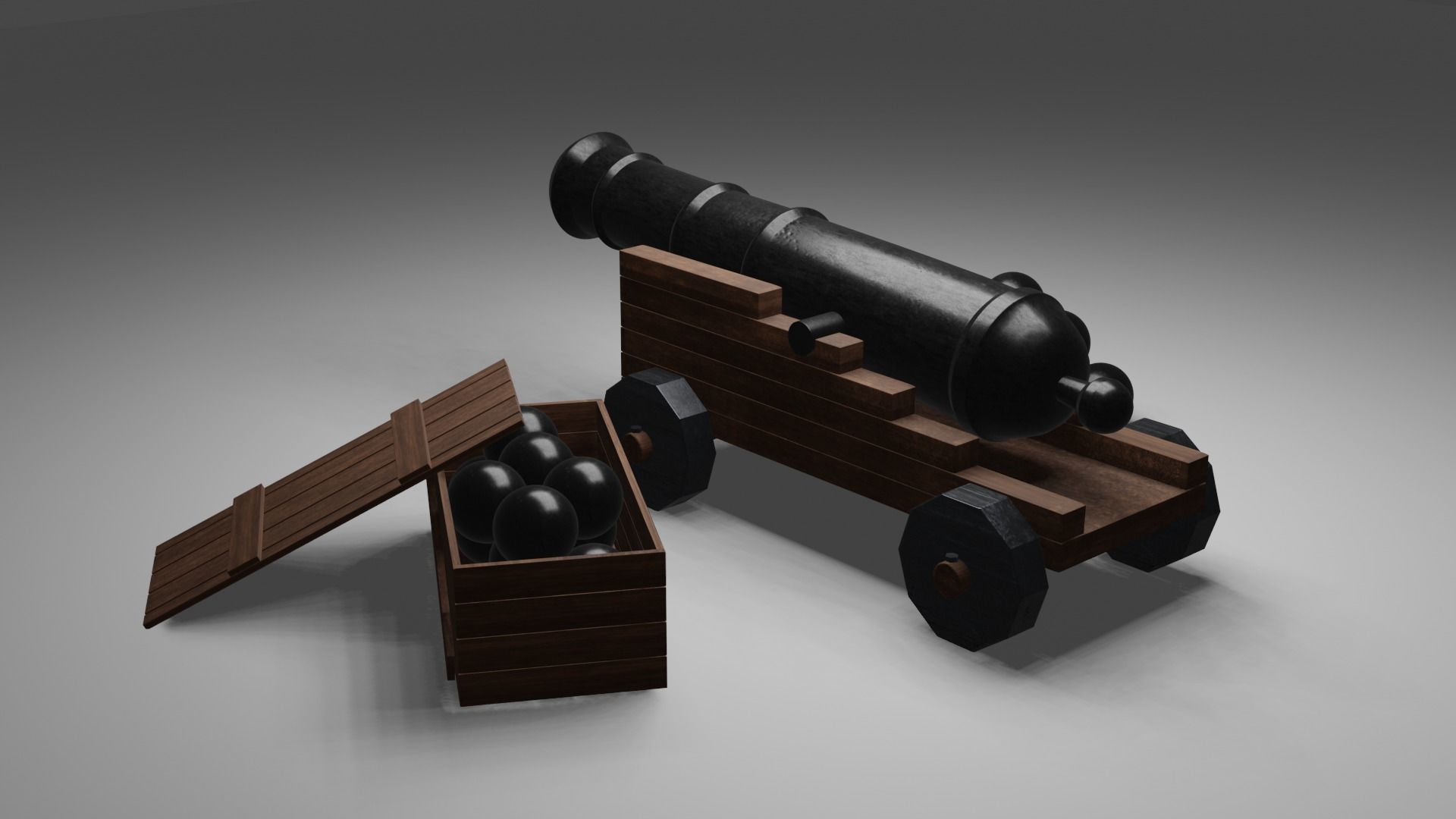 cannon with balls free 3D model | CGTrader