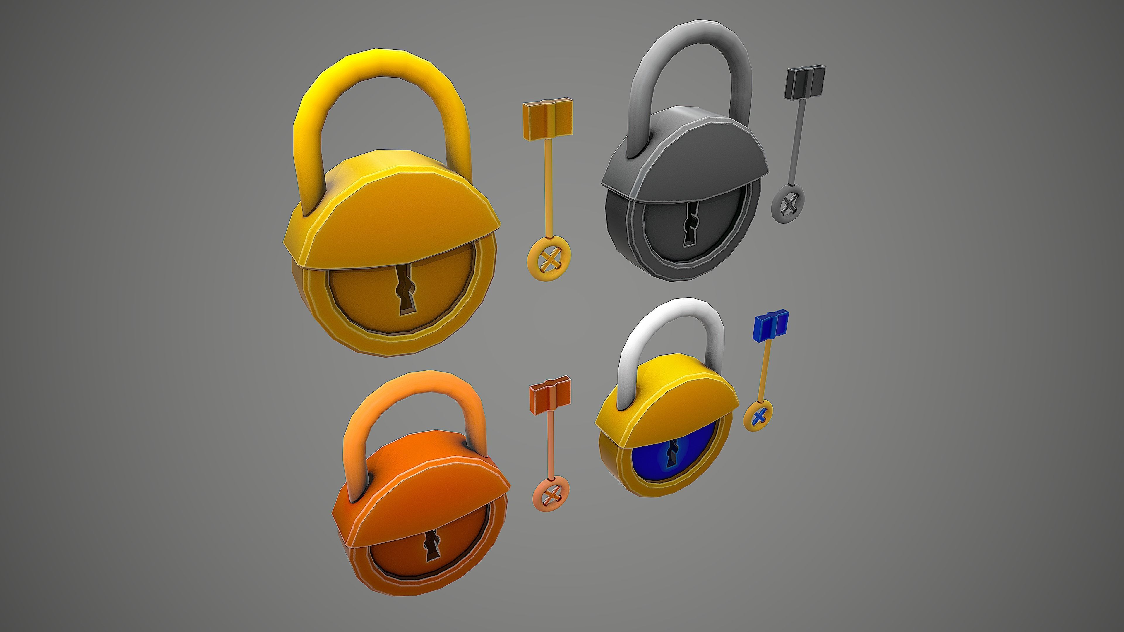 3D model PADLOCK 2 CARTOON STYLIZED VR / AR / low-poly | CGTrader