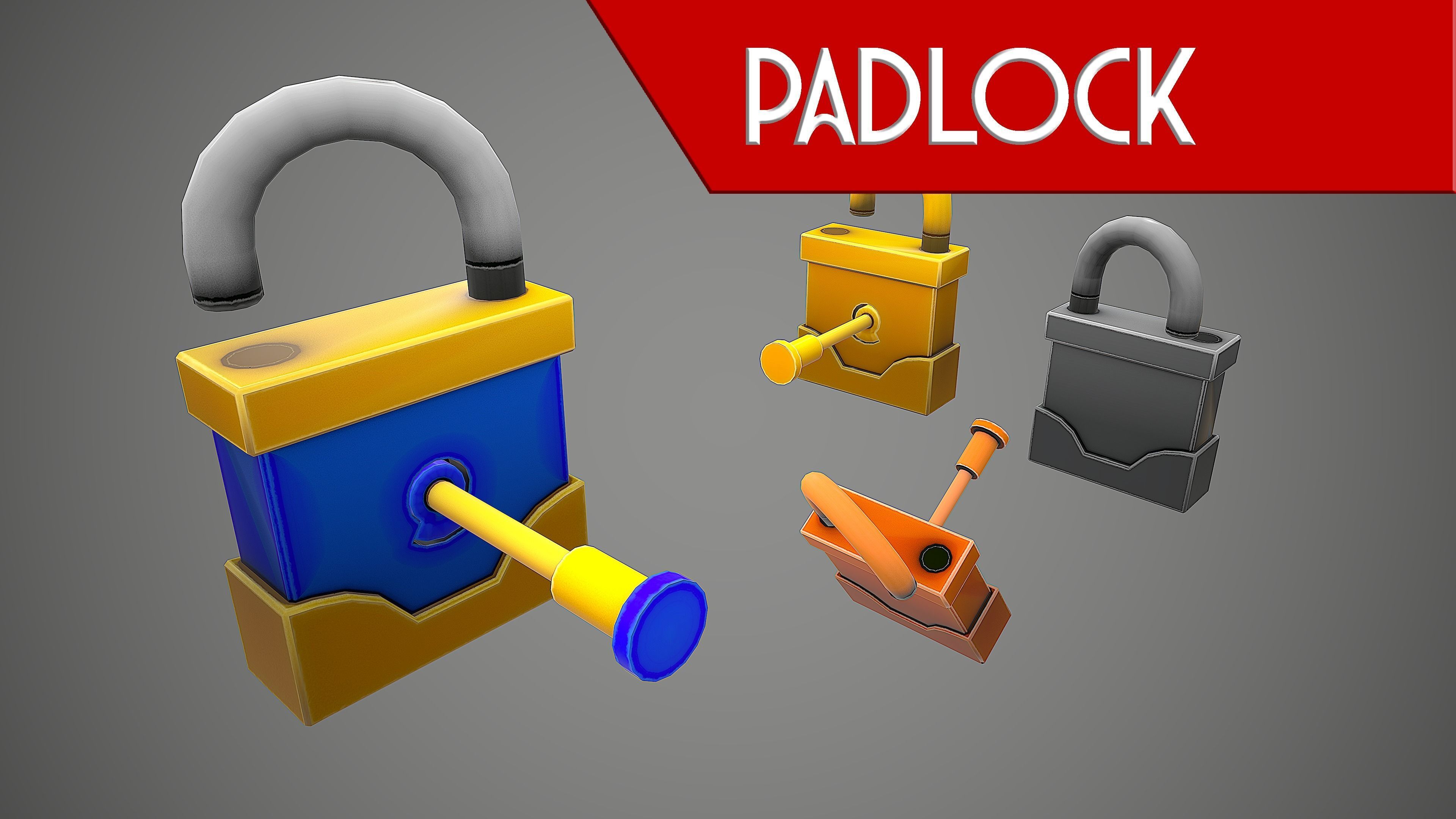 3D model PADLOCK 5 CARTOON STYLIZED VR / AR / low-poly | CGTrader