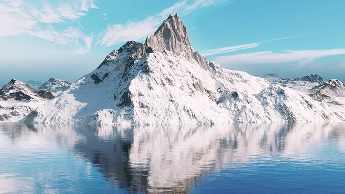 Single mountain snow landscape piece 3D model | CGTrader