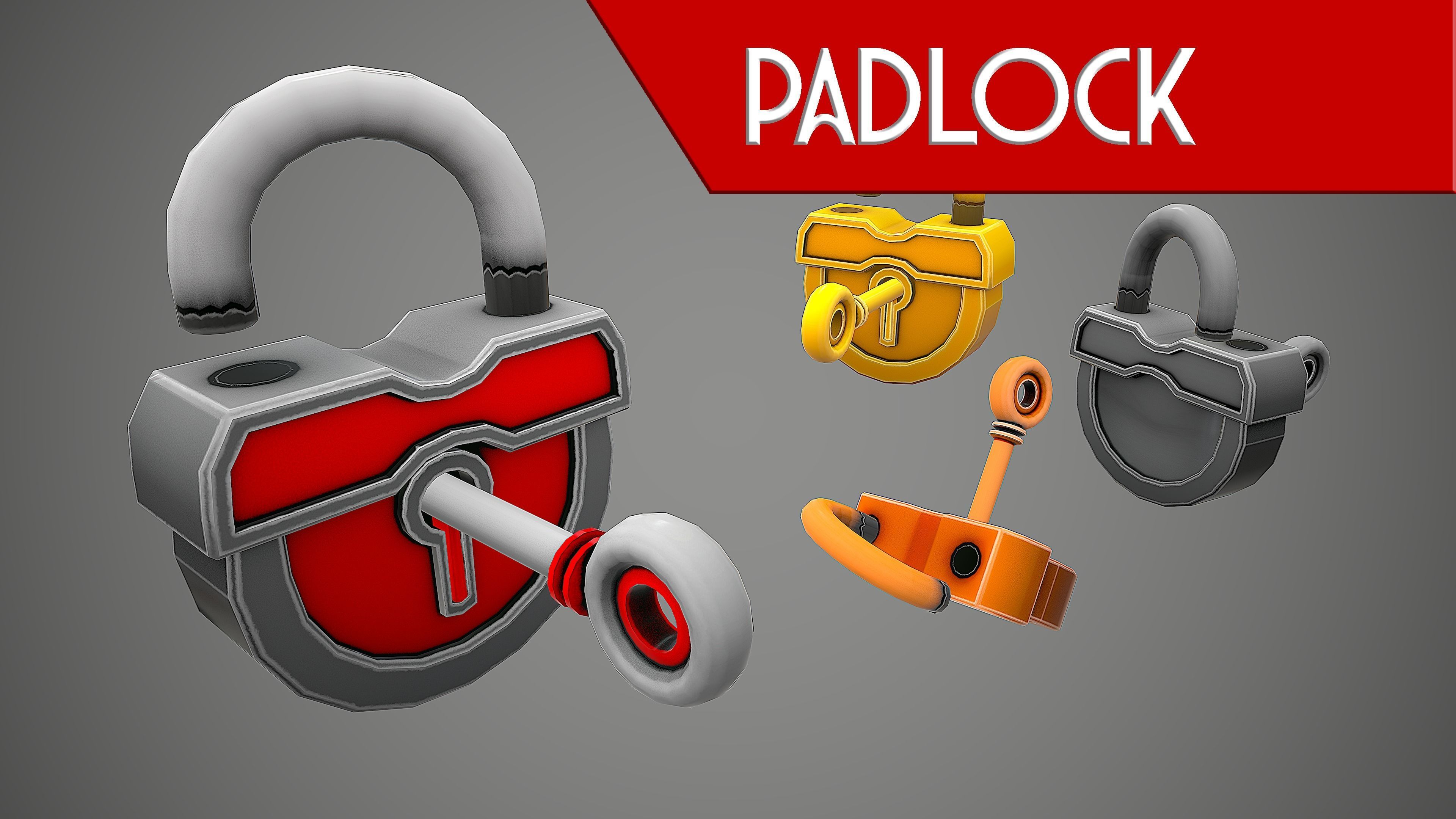 3D model PADLOCK 10 CARTOON STYLIZED VR / AR / low-poly | CGTrader