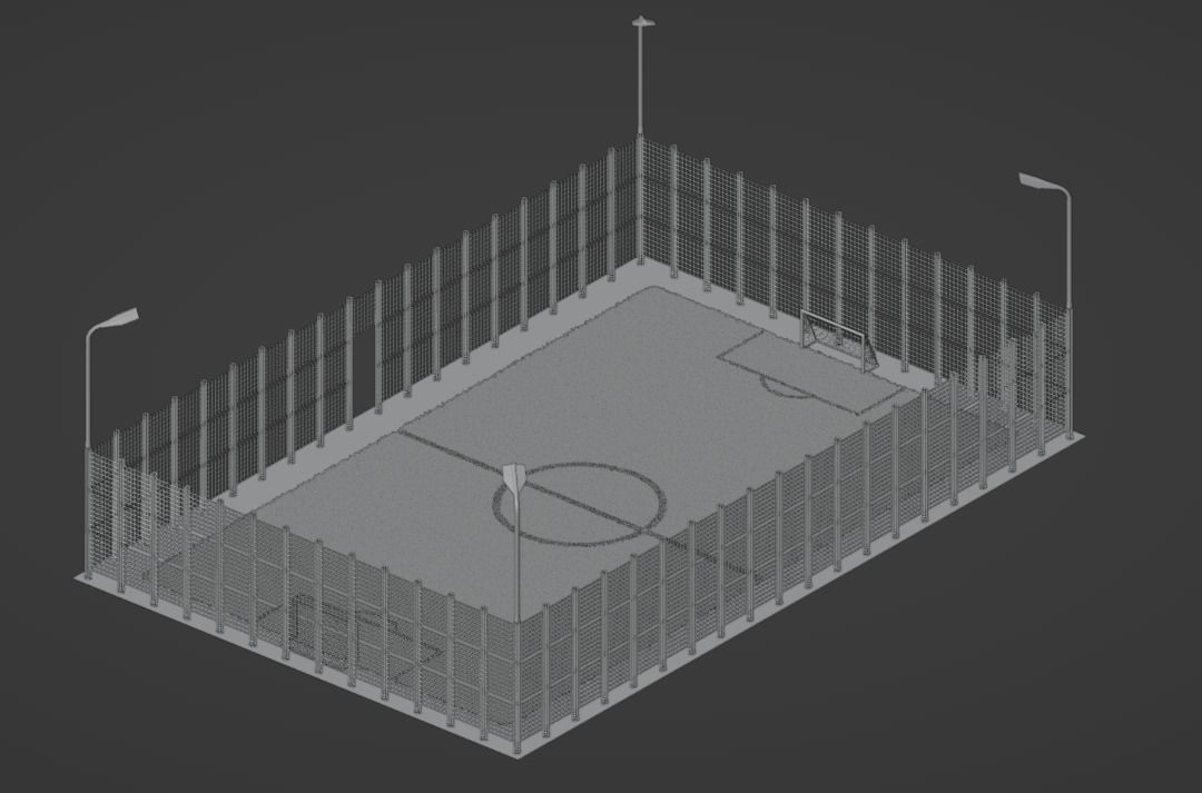 Mini football field with artificial grass 3D model | CGTrader