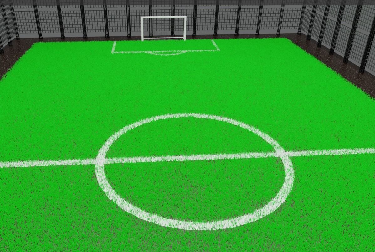 Mini football field with artificial grass 3D model | CGTrader