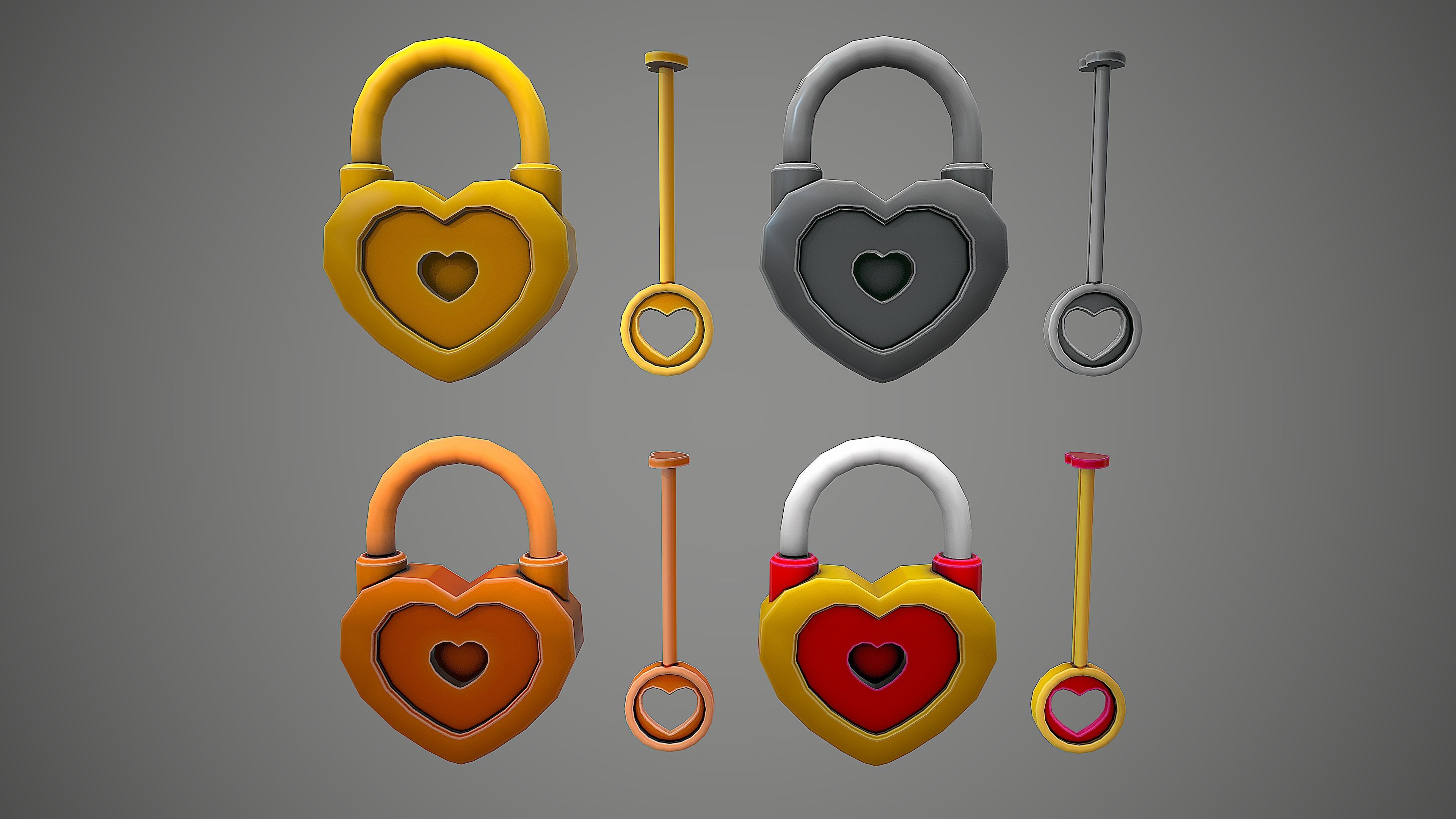 3D Model Collection PADLOCK PACK CARTOON STYLIZED VR / AR / low-poly ...