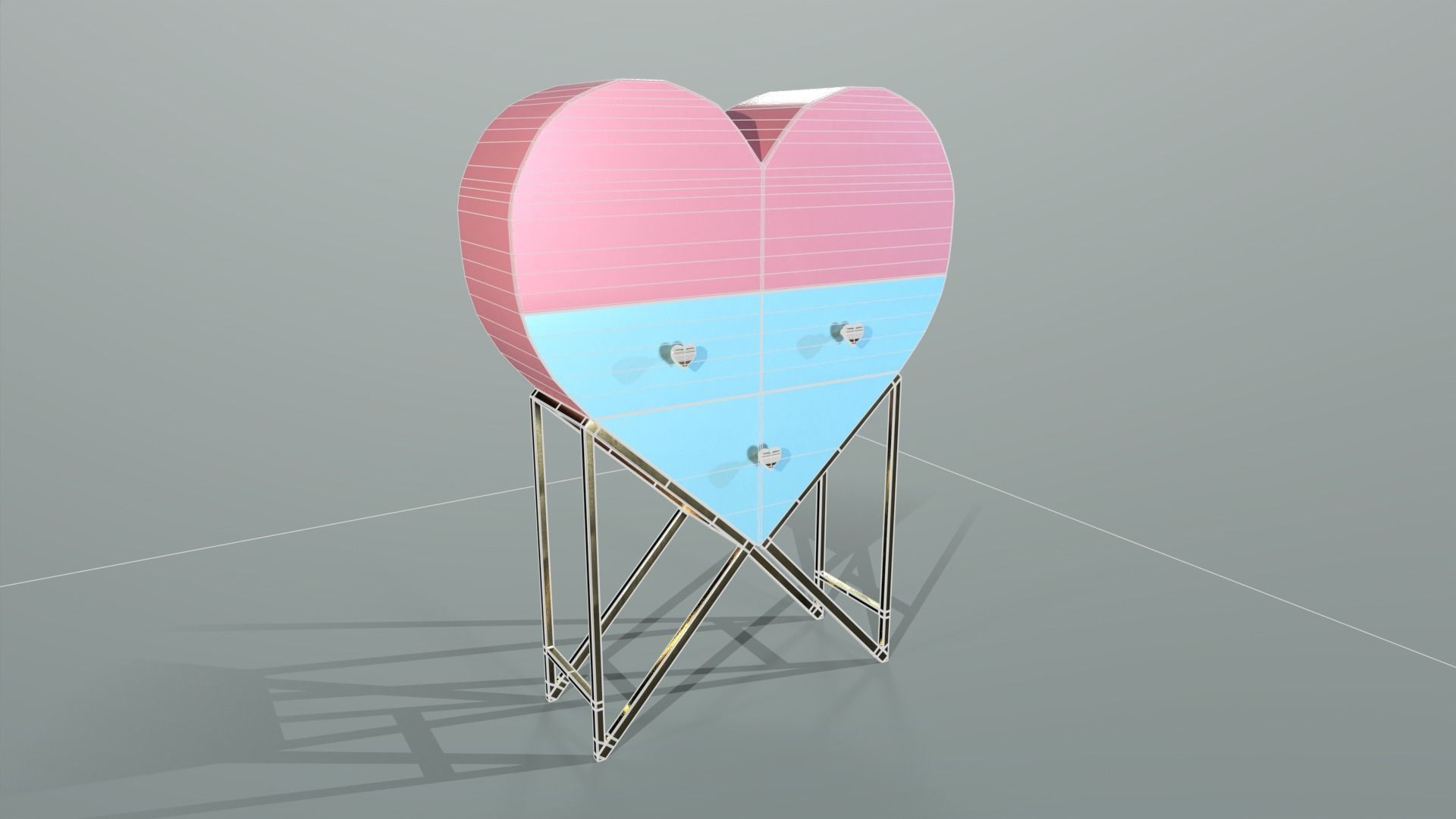 3D model Heart Shaped Drawer Furniture VR / AR / low-poly | CGTrader