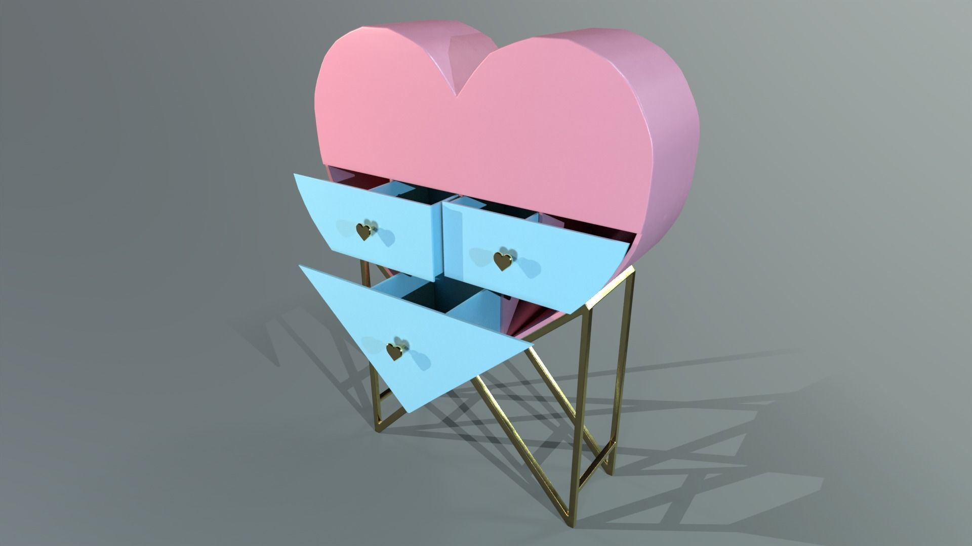 3D model Heart Shaped Drawer Furniture VR / AR / low-poly | CGTrader