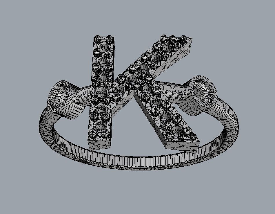 Diamond Letter Ring - K 3D model 3D printable | CGTrader