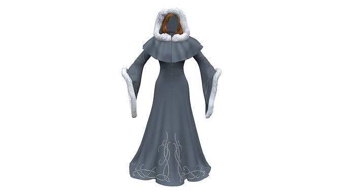 3D model Fantasy Princess Long Winter Coat VR / AR / low-poly | CGTrader