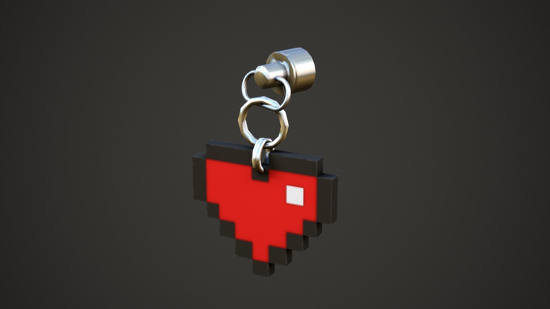3D model 8-Bit Heart Weapon Charm - Low Poly Game Ready VR / AR / low ...