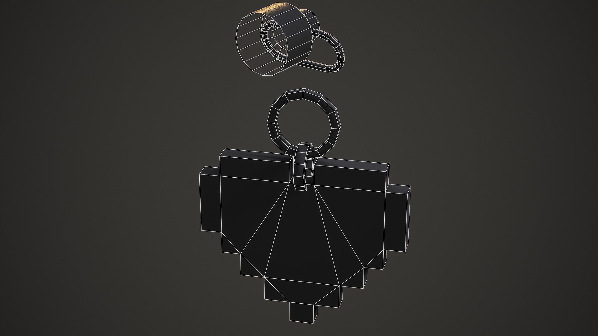 3D model 8-Bit Heart Weapon Charm - Low Poly Game Ready VR / AR / low ...