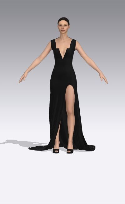 DRESS BLACK SLIT SKIRT 3D model | CGTrader