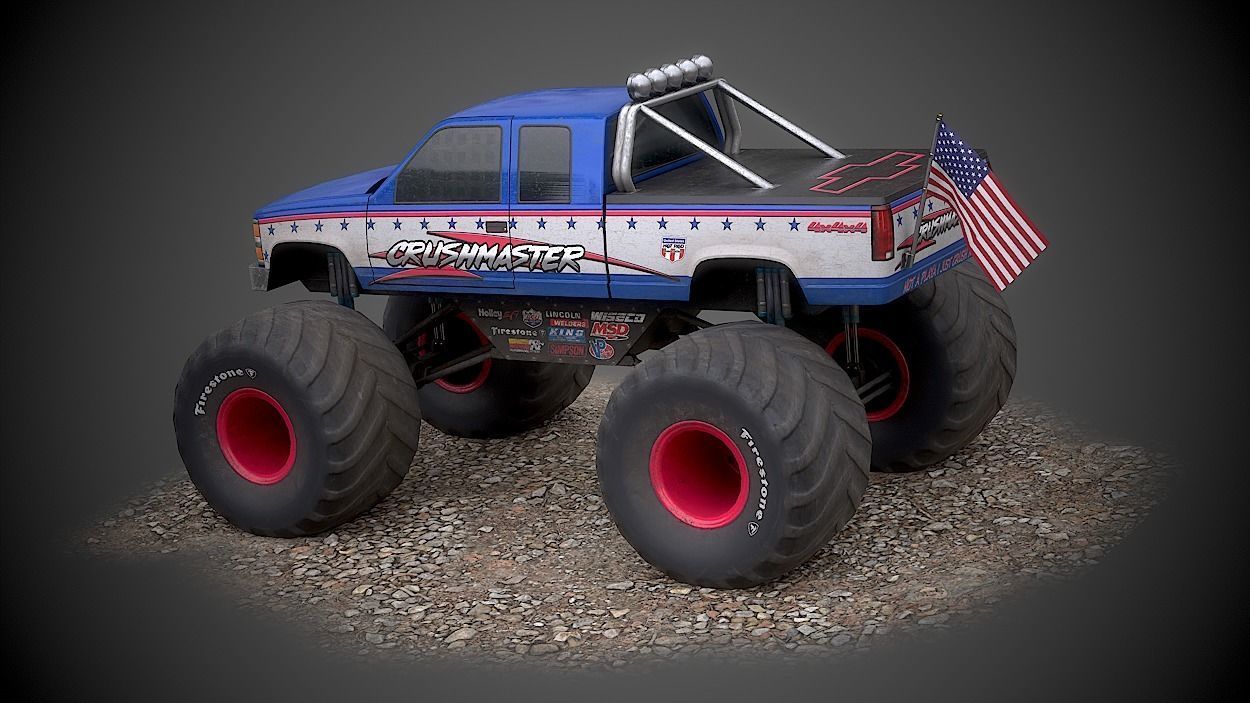 3D model 1995 Chevrolet Silverado K1500 Old School Style Monster Truck ...