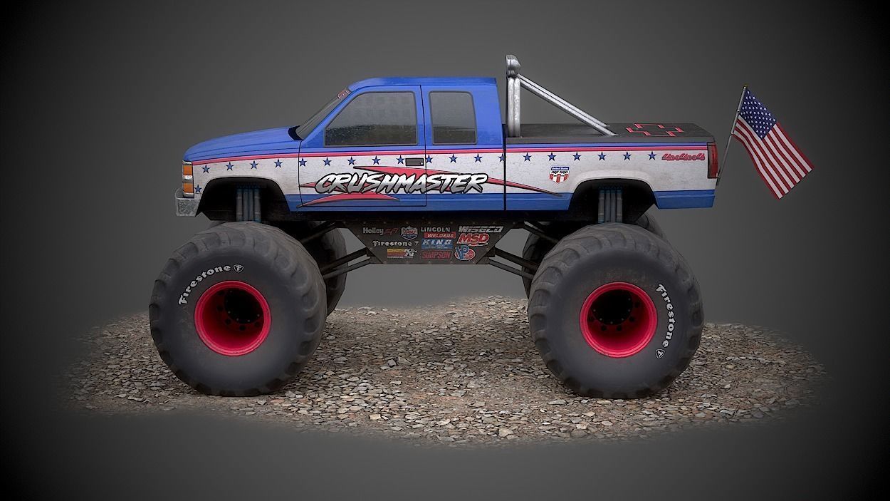 3D model 1995 Chevrolet Silverado K1500 Old School Style Monster Truck ...
