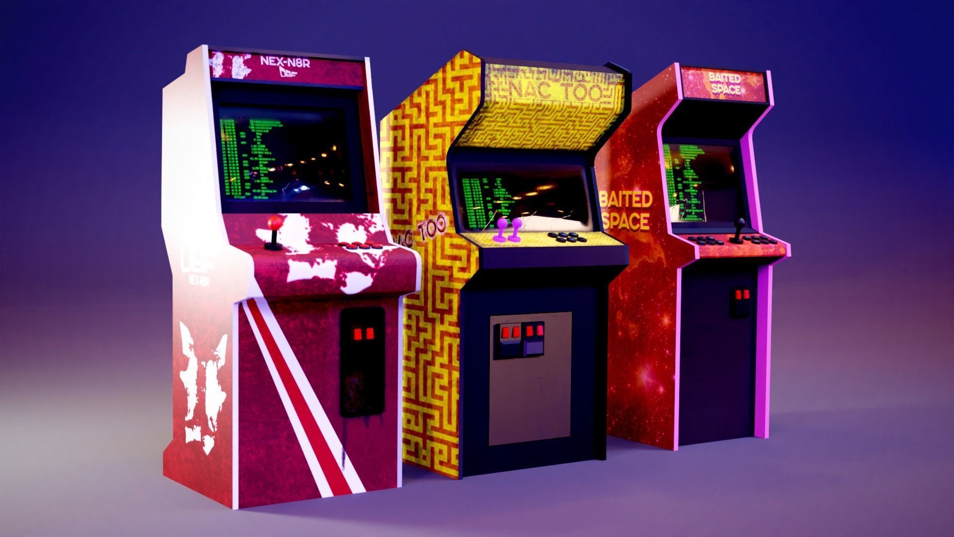 3D model 8 Arcade Game Machines Collection Game Ready Low-Poly 3D model ...