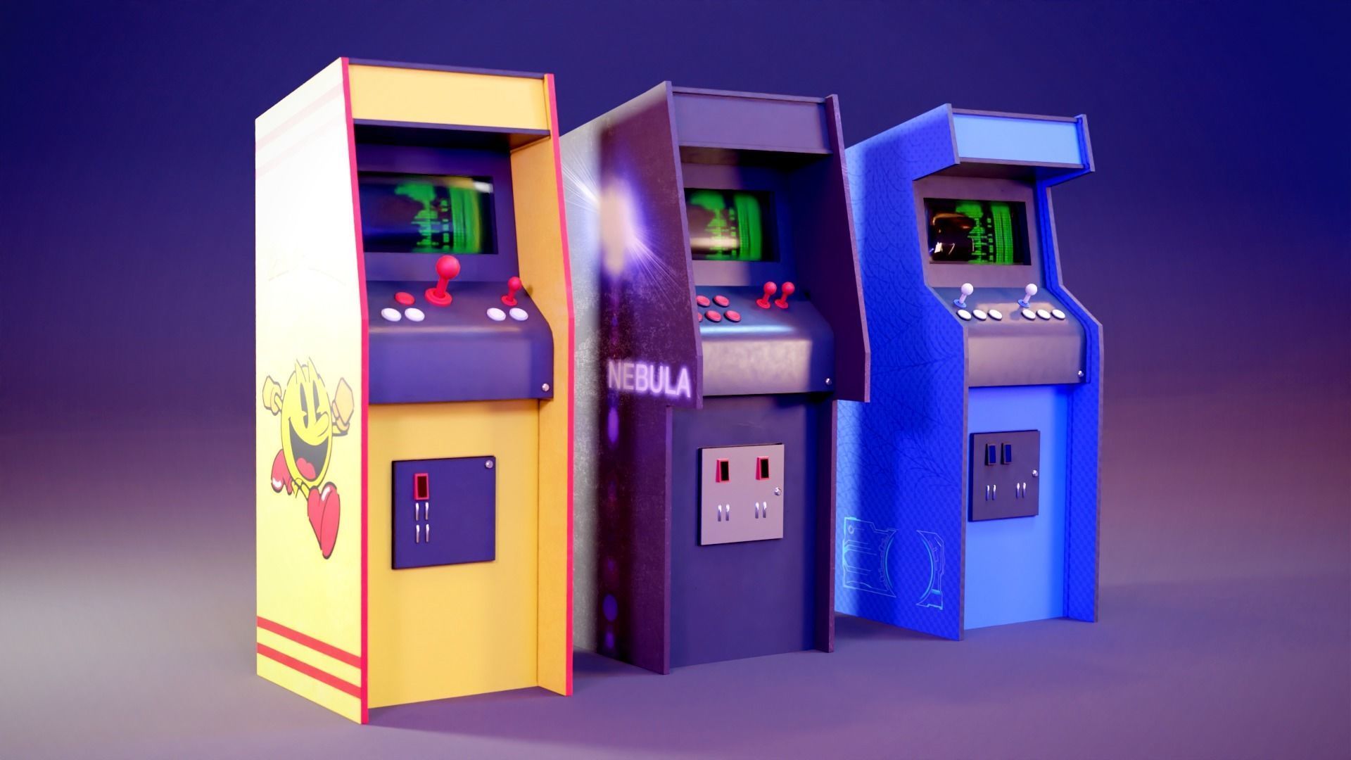 3D model 8 Arcade Game Machines Collection Game Ready Low-Poly 3D model ...