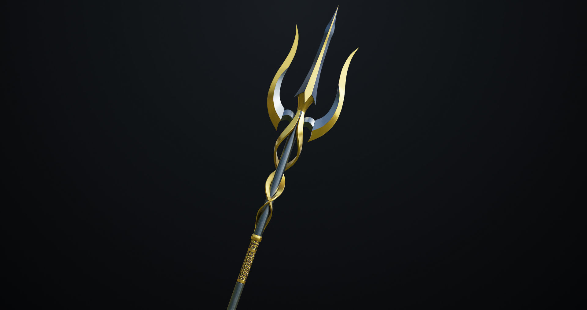 3D model Fantasy Trident 02 All PBR Unity UE Textures Included VR / AR ...