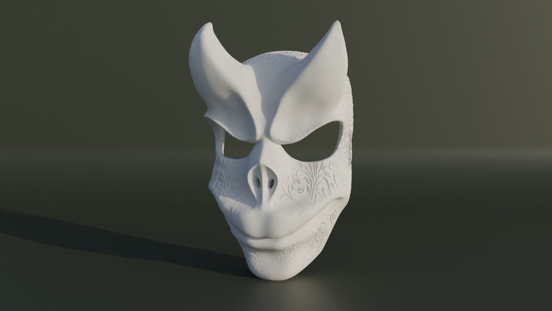 Embroidered Devil Face Cosplay Mask 3D model 3D printable | CGTrader