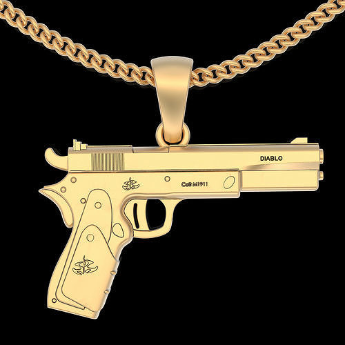 Colt Hitman pendant silver gold jewelry 3D printable model 3D model 3D ...