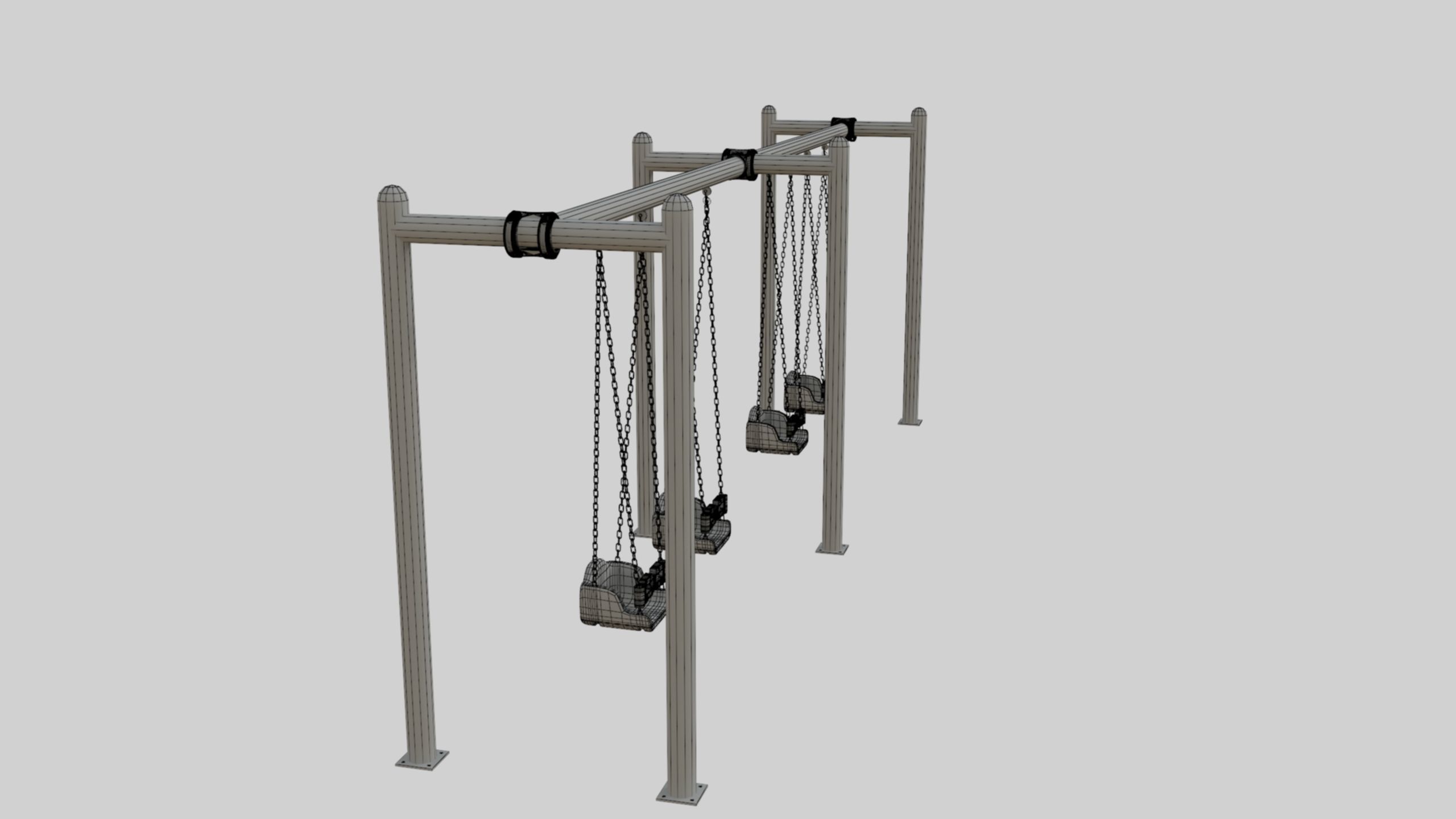 Playground Metal Four Swings - 01 3D model | CGTrader