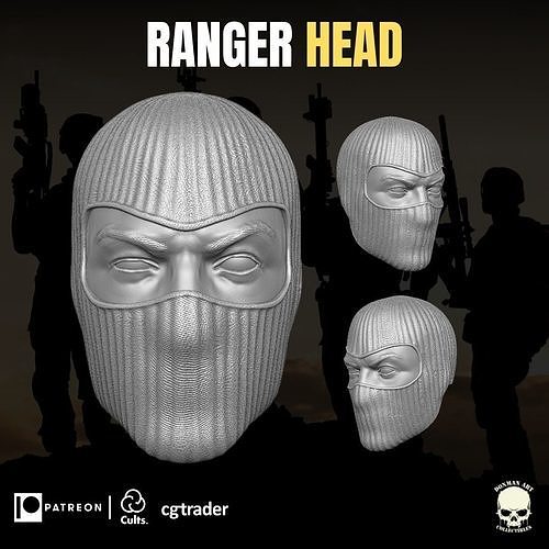 Ranger Head For Action Figures 3D model 3D printable | CGTrader