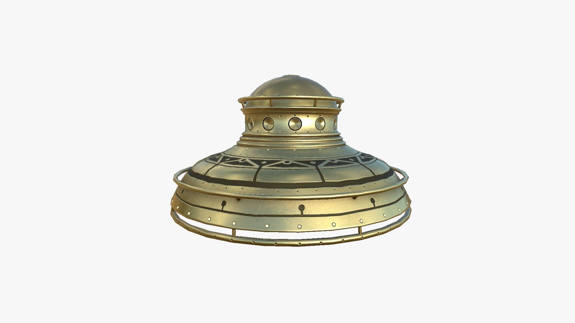 3D model Alien Spaceship UFO F07 Gold - Sci Fi Spacecraft Design VR ...