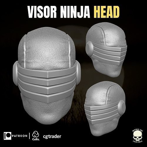 Visor Ninja Head For Action Figures 3D model 3D printable | CGTrader