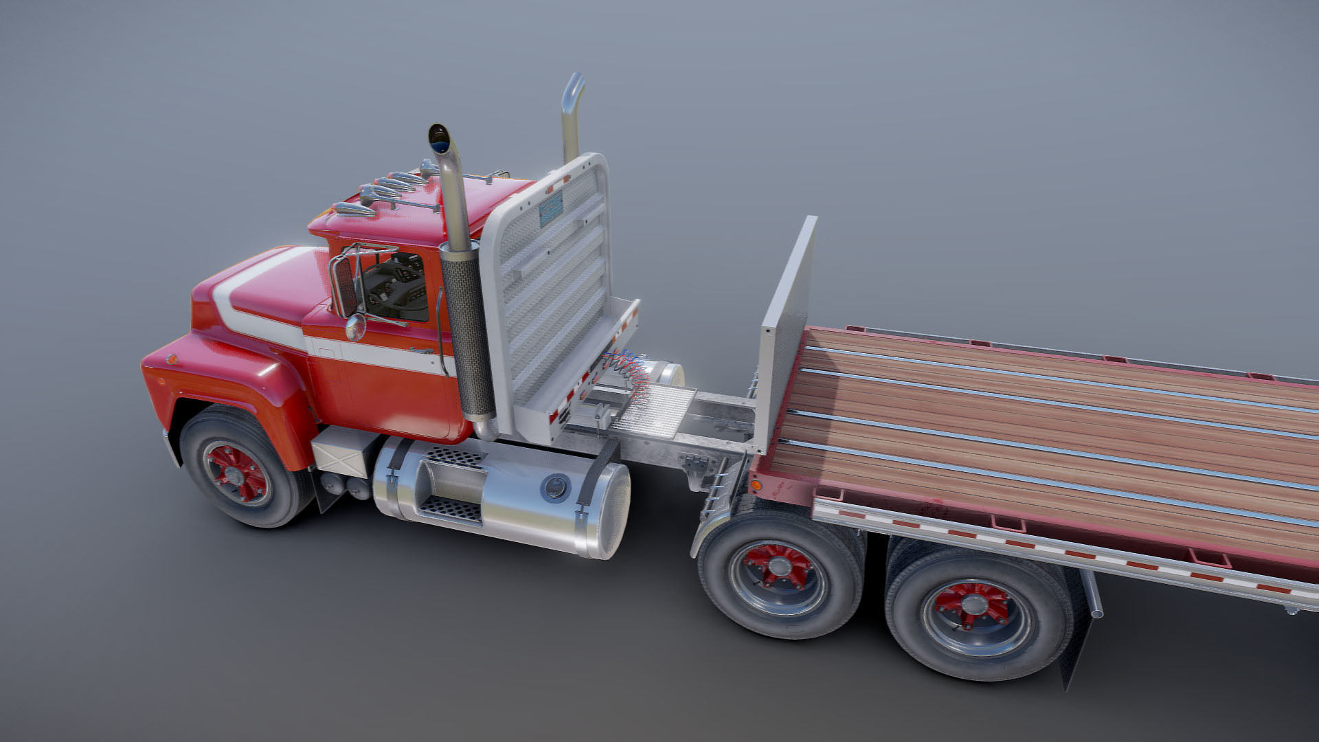 3D model 80s truck flatbed trailer VR / AR / low-poly | CGTrader