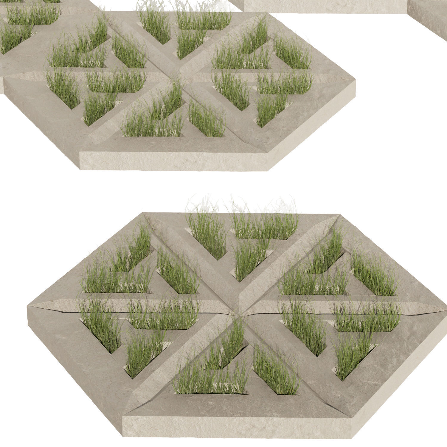 Collection plant vol 445 - grass - concrete - tileable 3D model | CGTrader
